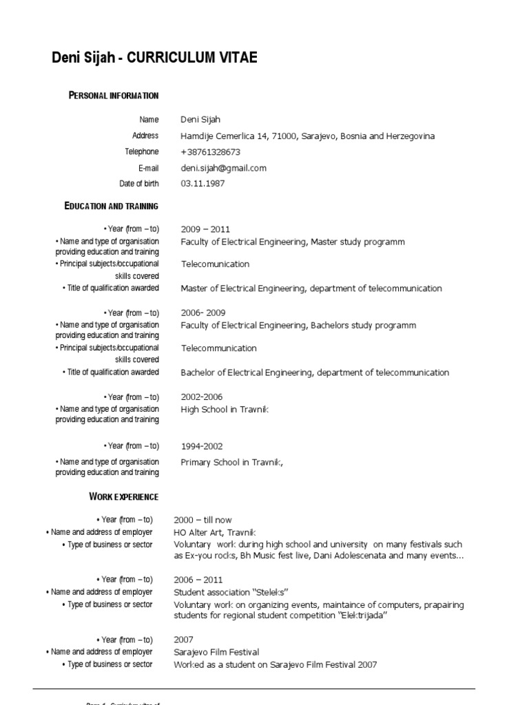 Curriculum Vitae - Deni Sijah | PDF | Saxophone | Secondary School