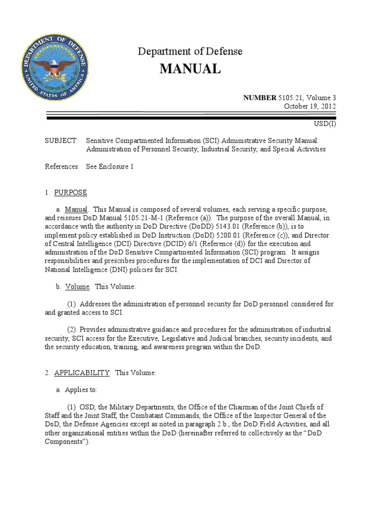 2012 DOD Sensitive Compartmented Information Security Manual (Unclas ...