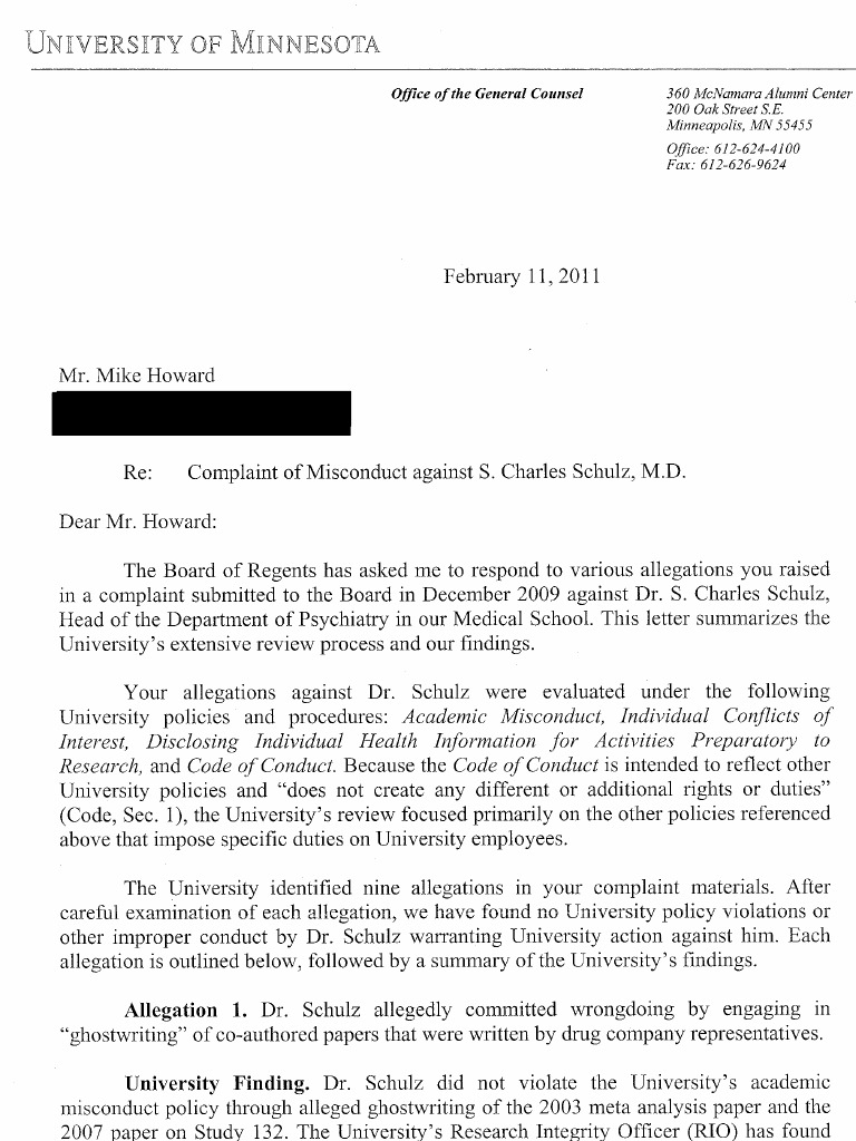 Mark Rotenberg Letter To Mike Howard in Response To Complaint About ...