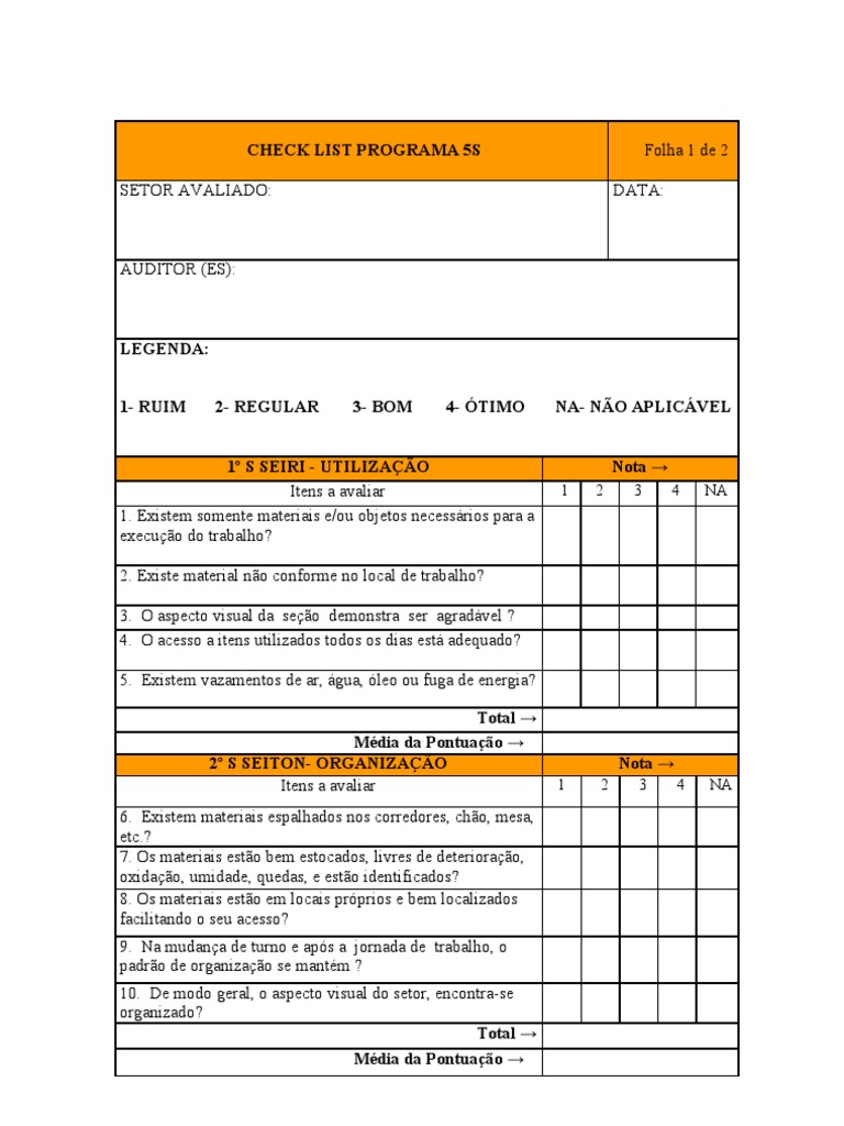 Check List 5S | PDF