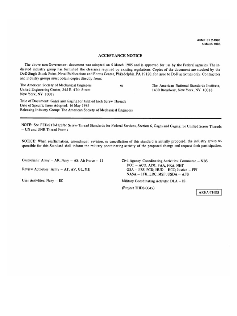 Ansi Asme b1.2 | PDF