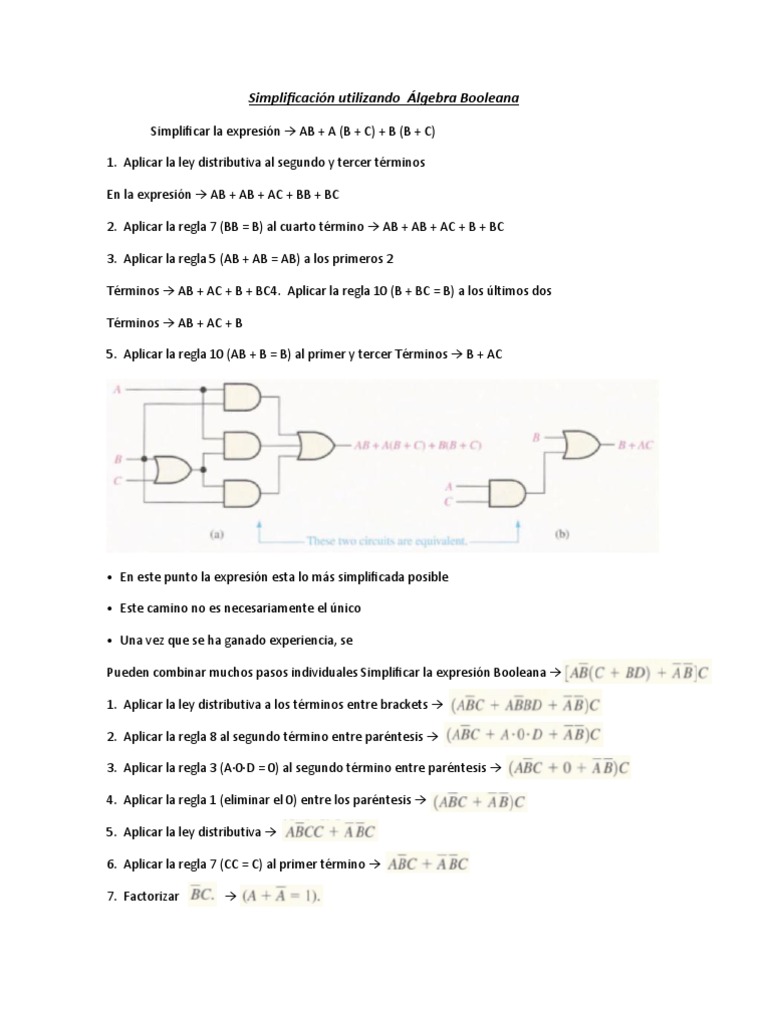 Simplificacion de Ecuaciones Booleanas | PDF | Multiplicación | Objetos ...