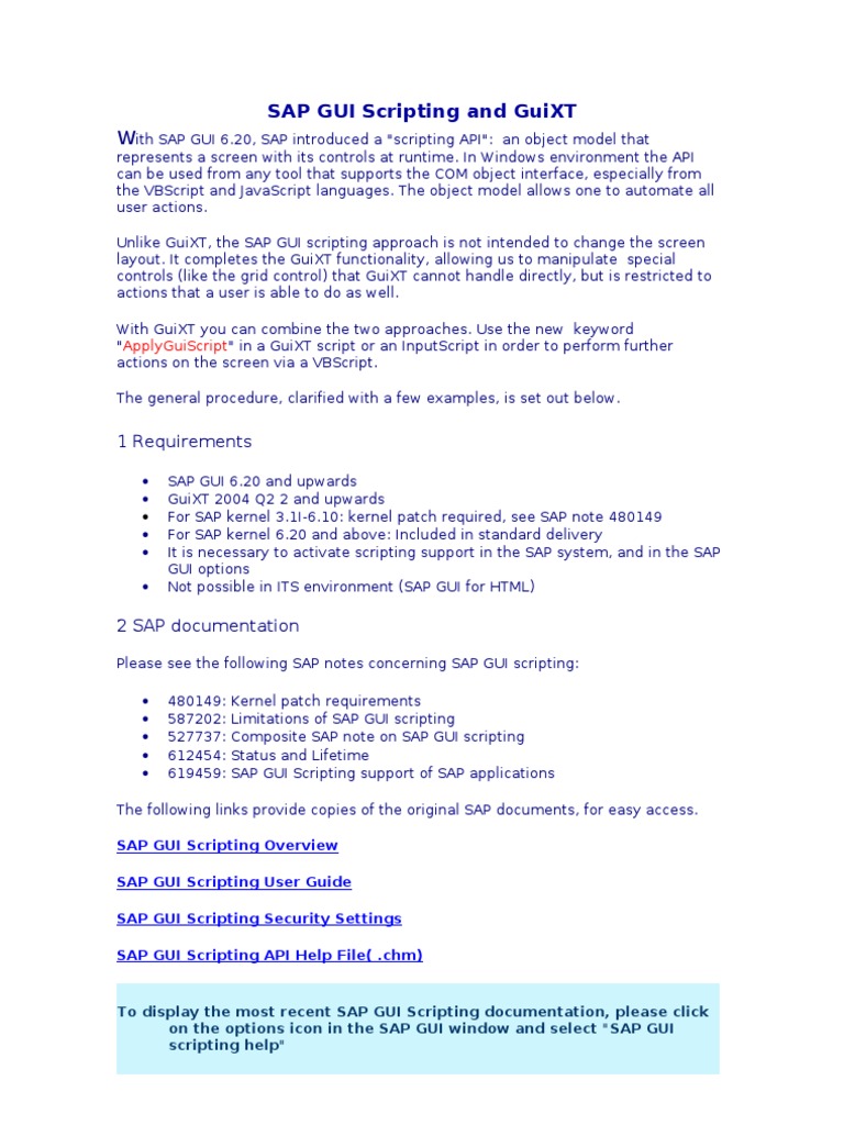Sap Gui Scripting And Guixt Pdf Graphical User Interfaces Scripting Language 2388
