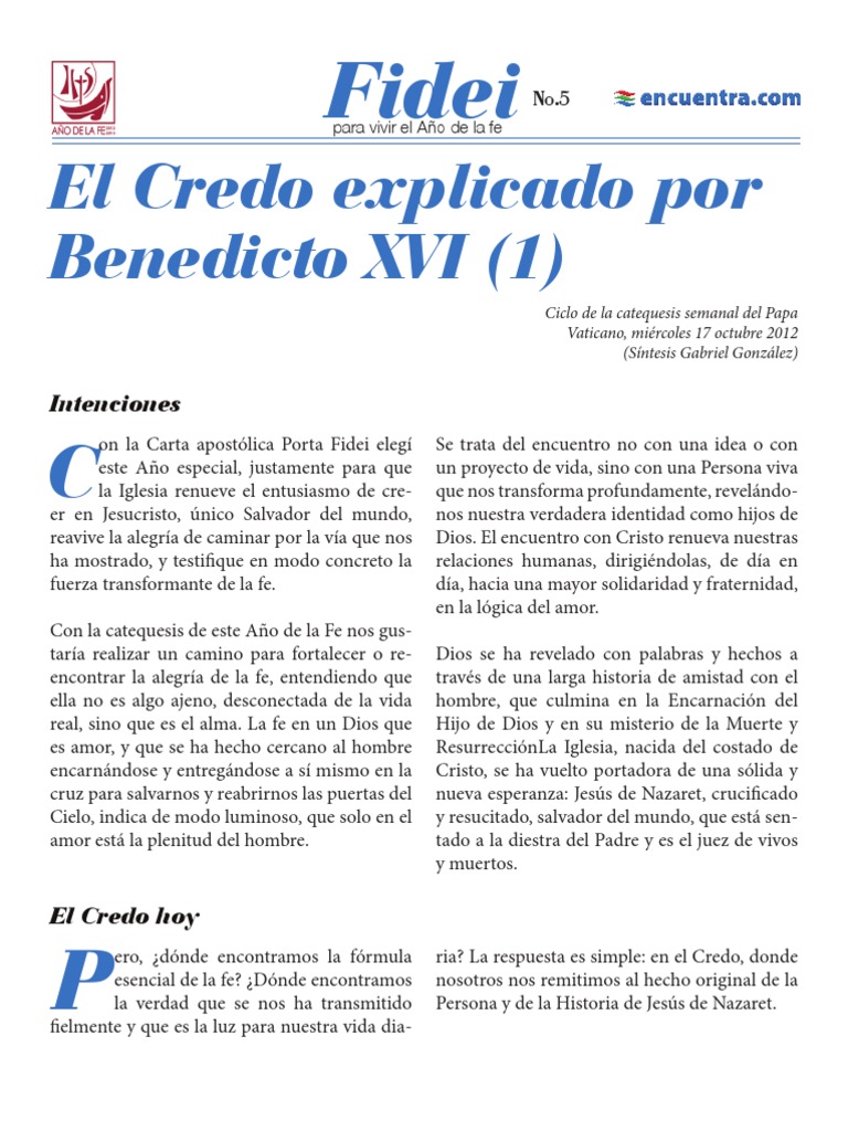 005 Credo Explicado BXVI 1 2 | PDF | Fe | Cristo (título)