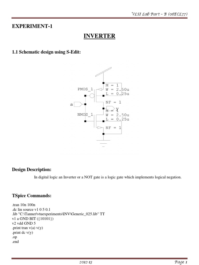 VLSI Lab Experiments | PDF | Amplifier | Electronic Circuits