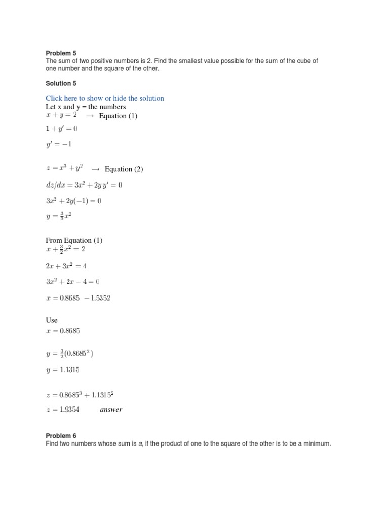 Maxima and Minima Problems.docx | Sphere | Area