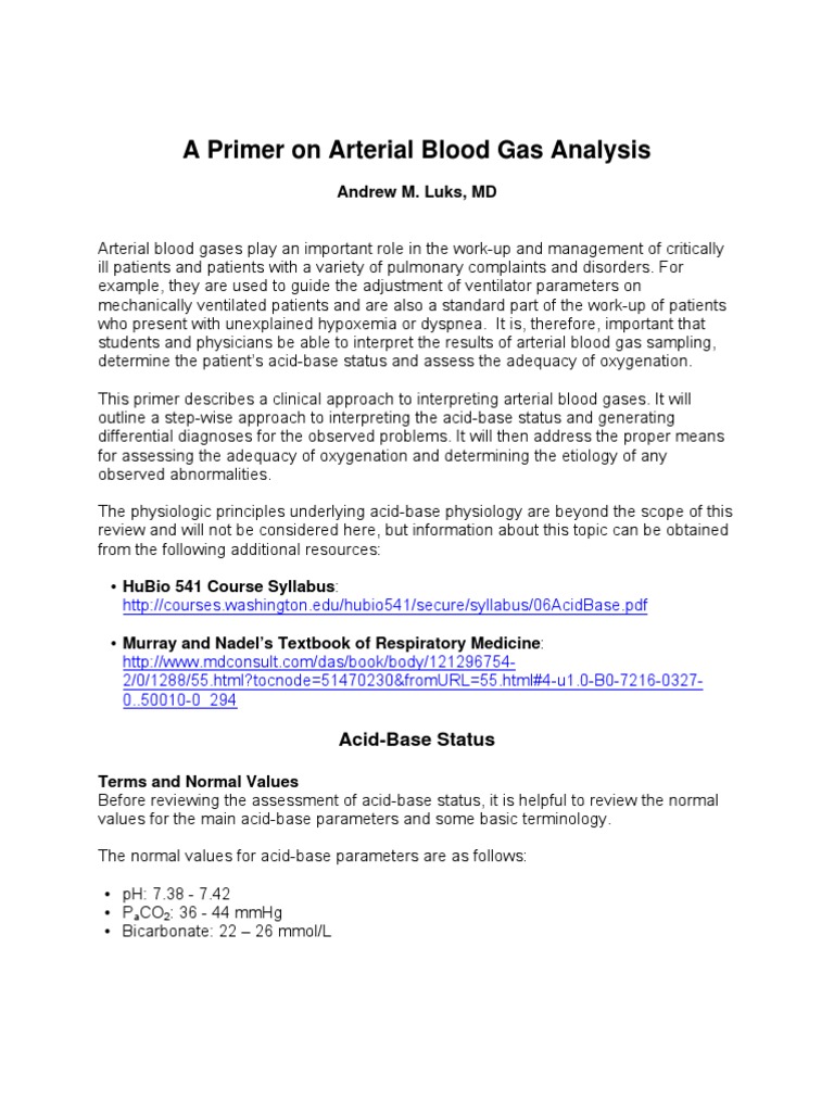Abg Primer | PDF | Physiology | Medicine