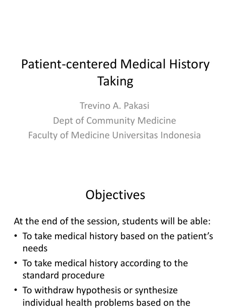 Patient-centered Medical History Taking.ppt | Patient | Medicine