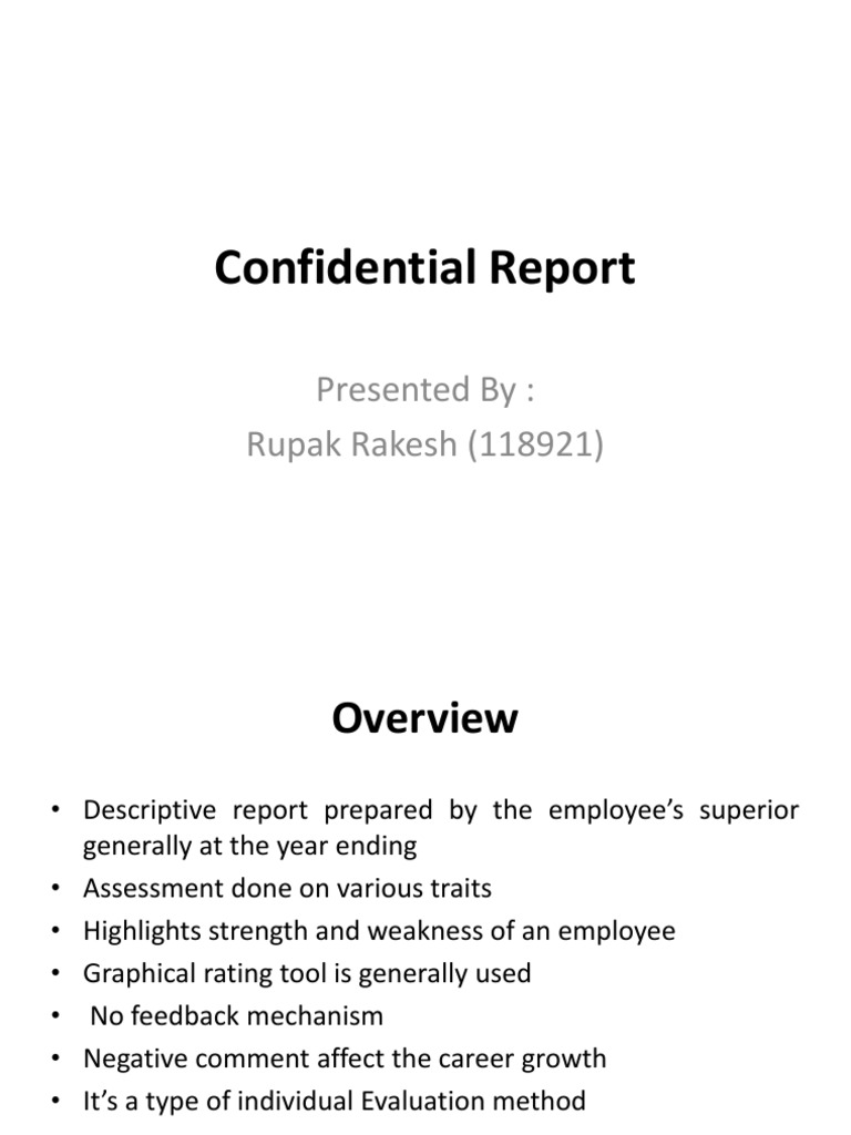 Confidential Report | PDF | Performance Appraisal | Applied Psychology