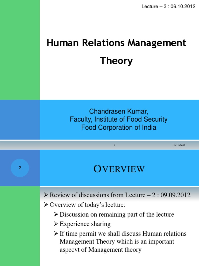 Lecture - 3 Human Relations Management Theory | PDF | System ...
