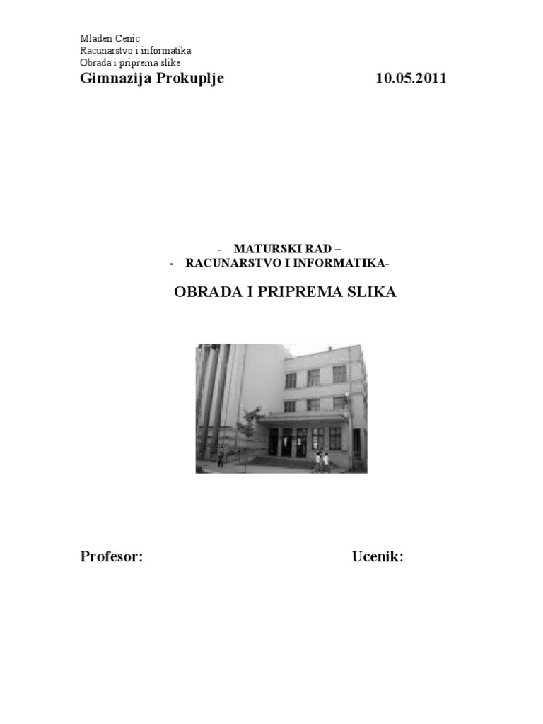 Obrada I Priprema Slike | PDF