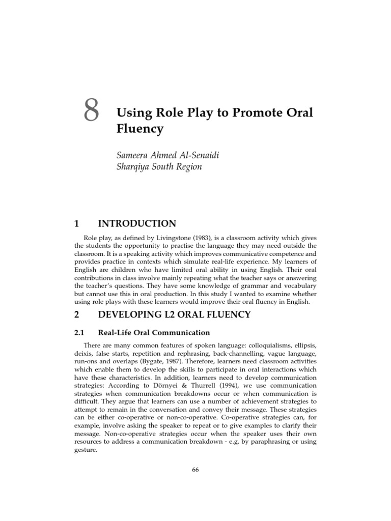 Using Role Play To Promote Oral Fluency | PDF | Language Education ...