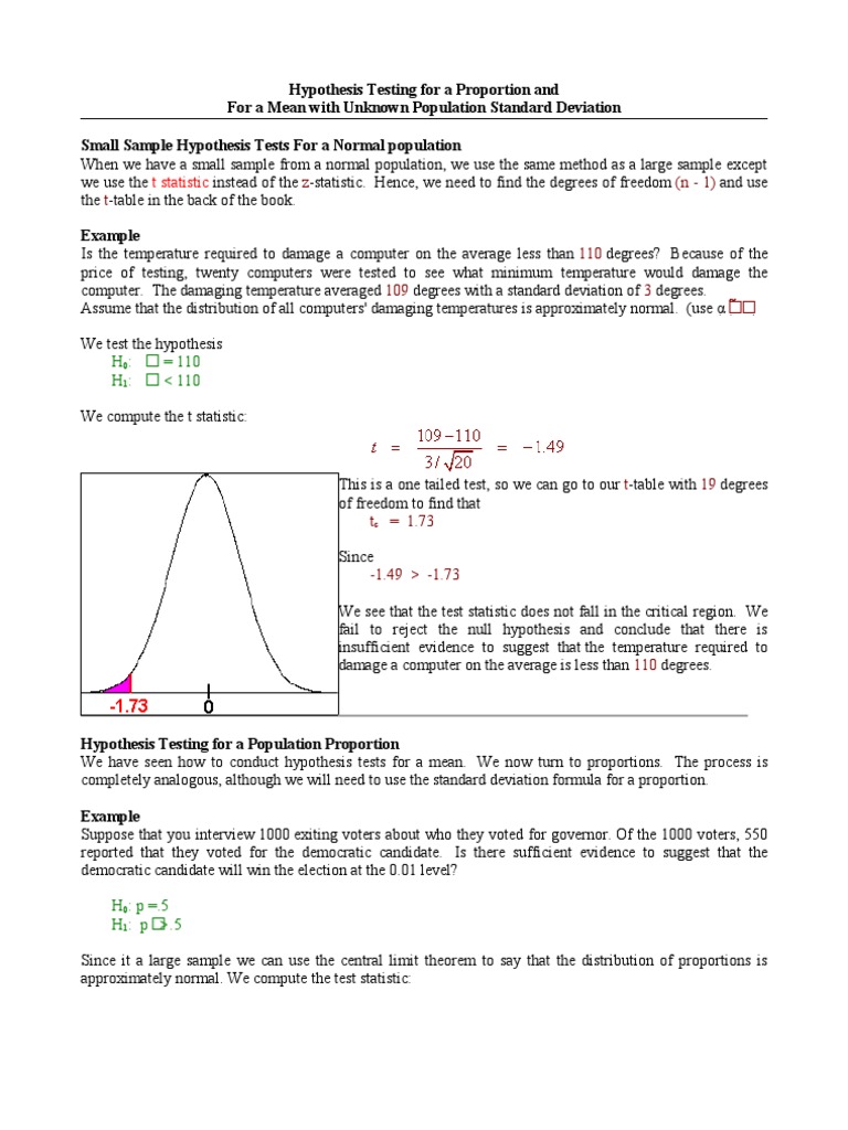 Hypothesis Test Example For Population Mean | PDF | Statistical ...