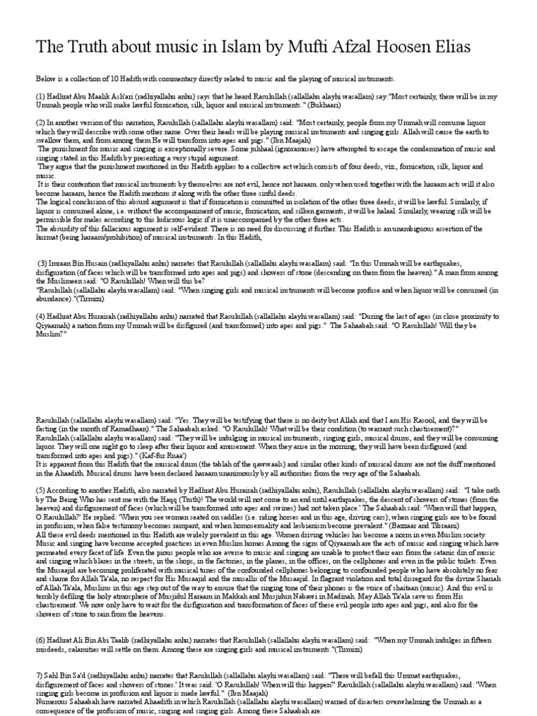 The Truth About Music in Islam by Mufti Afzal Hoosen Elias | PDF ...