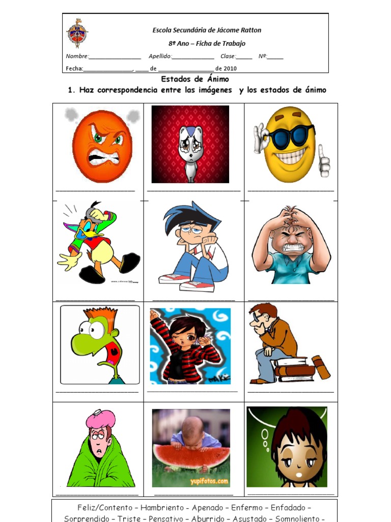 Hojas De Trabajo Sobre Pensamientos Y Estados De ánimo Escribir Para