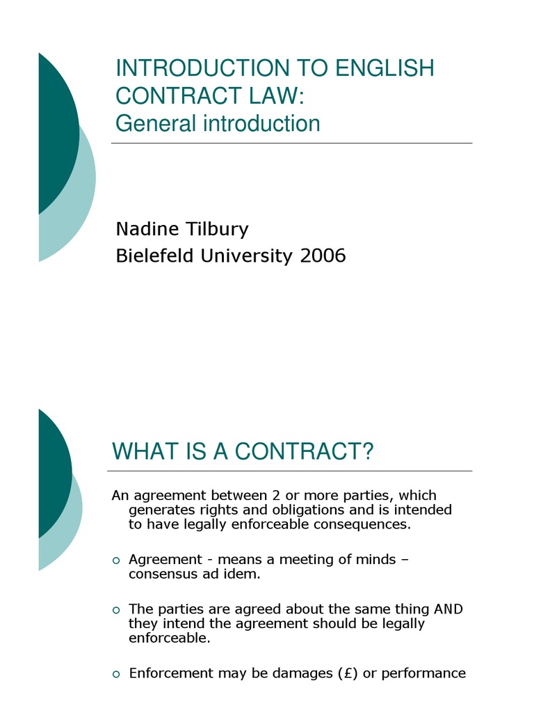 Introduction To English Contract Law: General Introduction: Nadine ...