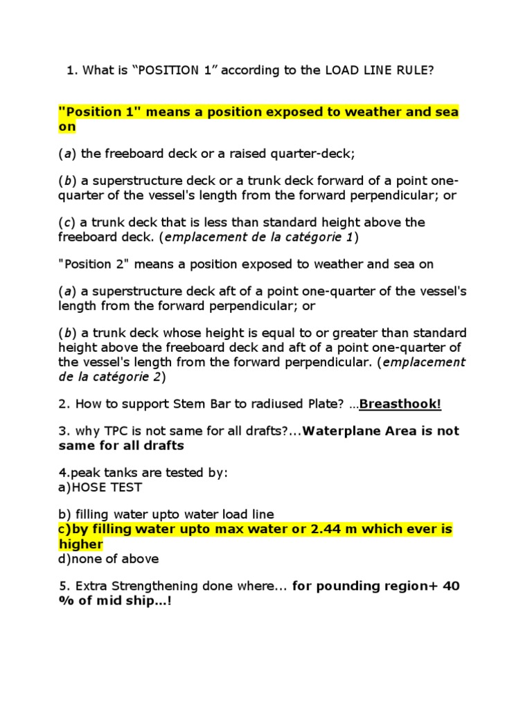 Ship Construction Objective Questions With Answers Part 2 | PDF | Deck ...