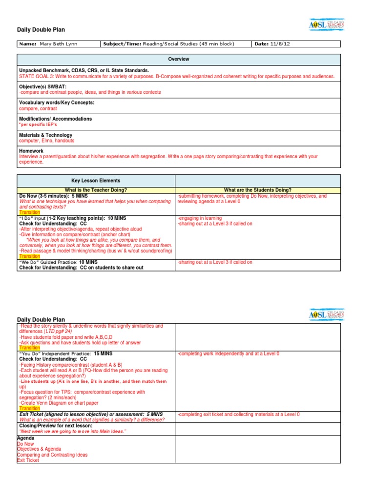 Compare and Contrast Lesson Plan | PDF | Lesson Plan | Semiotics