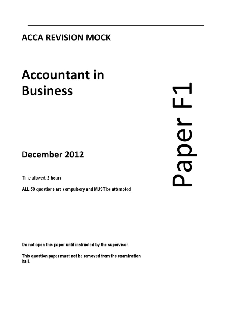 ACCA F1 Revision Mock - Questions J12 | International Financial ...