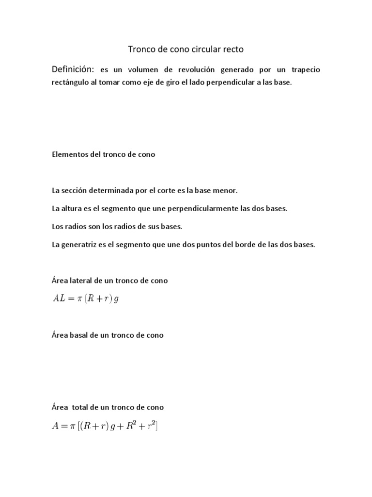 Tronco de Cono Circular Recto | PDF