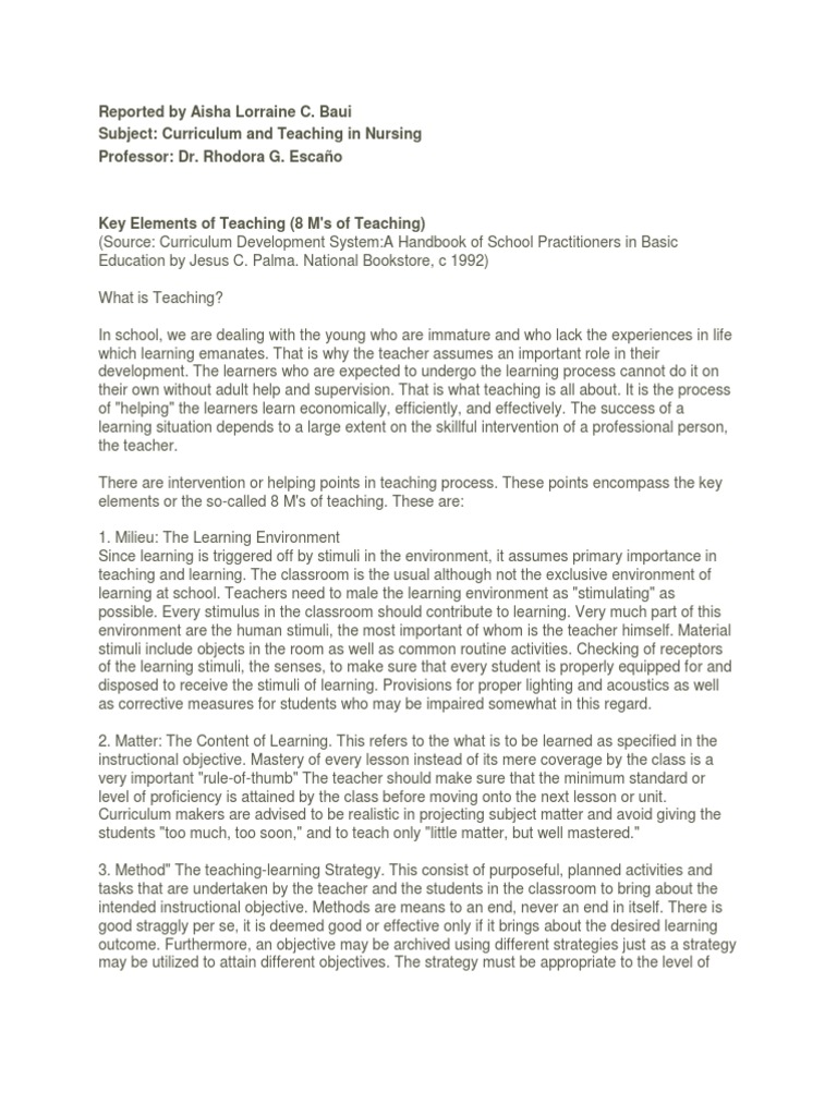 Strategies and Methods of Learning (8M's) | PDF | Learning | Curriculum