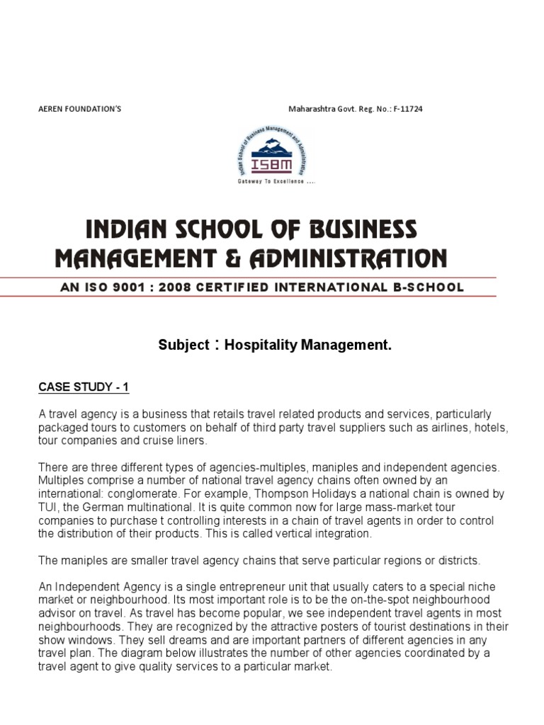 Subject Hospitality Management.: An Iso 9001: 2008 Certified ...