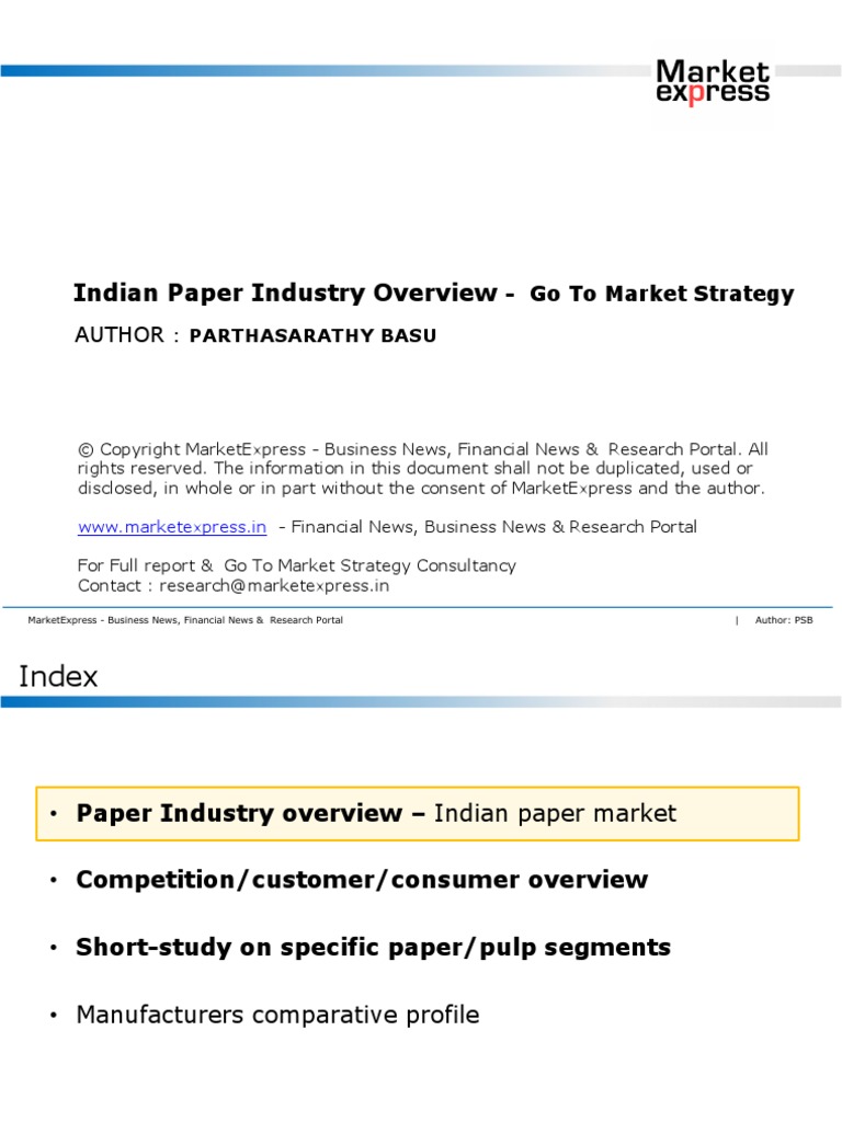 MarketExpress-Indian Paper Industry Overview & Go To Market Strategy ...