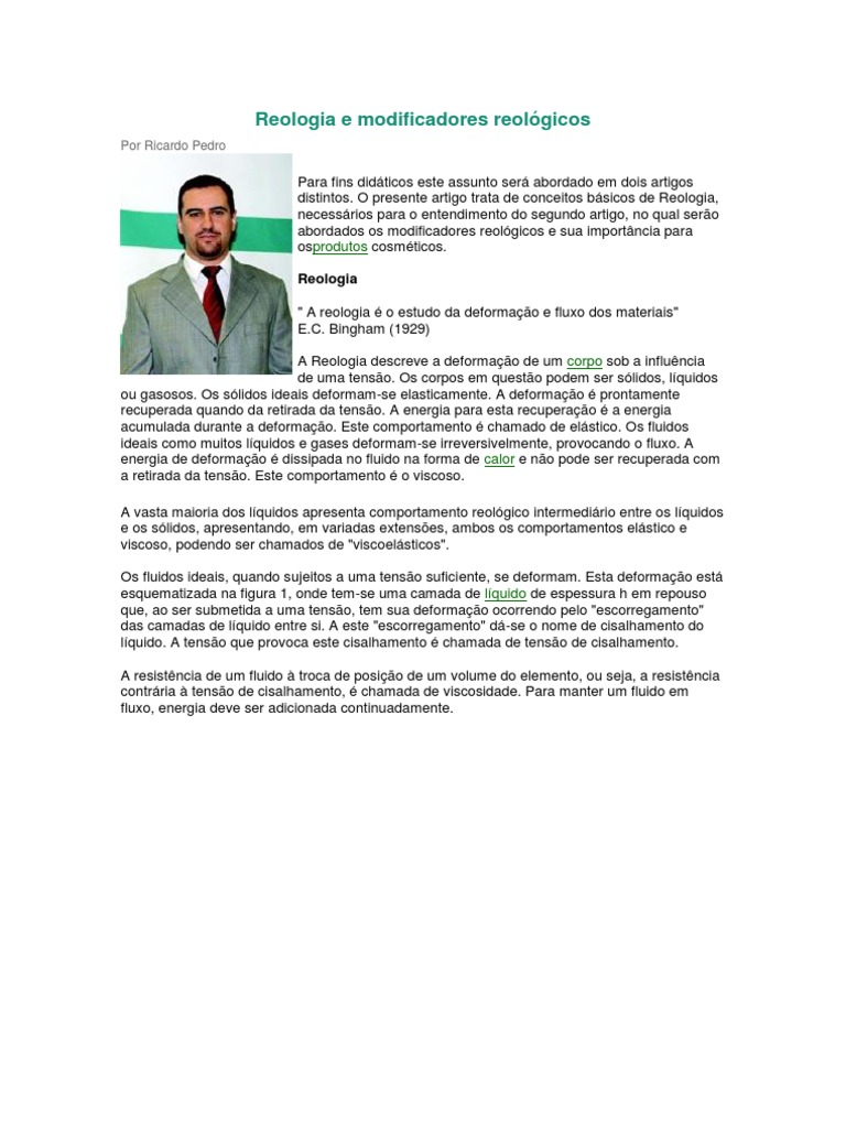 Reologia e Modificadores Reológicos | PDF | Viscosidade | Fluido