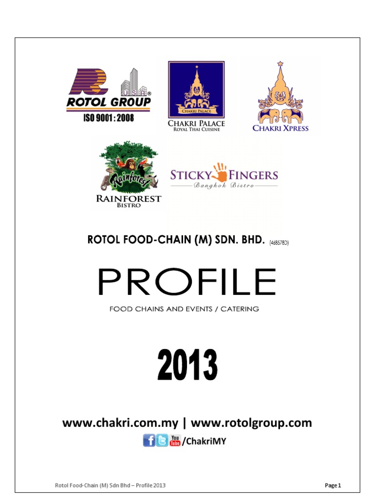 Rotol Food-Chain (M) SDN BHD - Profile 2013 | PDF | Thai Cuisine | Cuisine