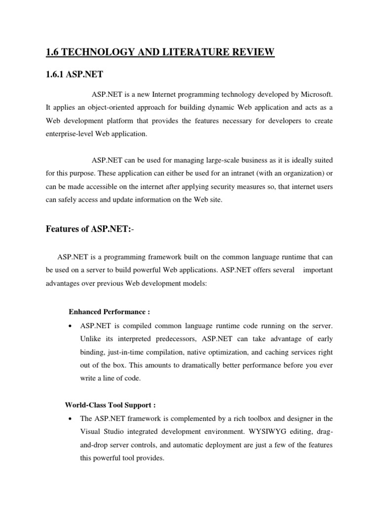 Technical and Literature Reivew | PDF | Databases | C Sharp ...