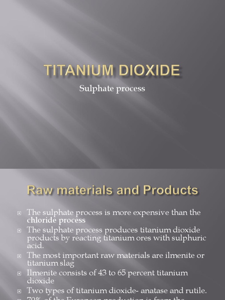 Sulphate Process Titanium Dioxide Production | PDF