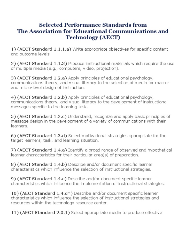 AECT Standards | PDF | Educational Psychology | Video