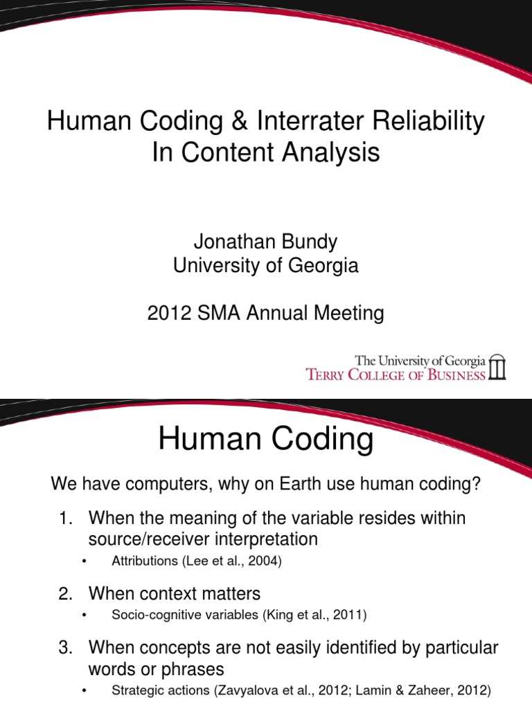 Human Coding & Interrater Reliability in Content Analysis | PDF | Statistics | Methodology