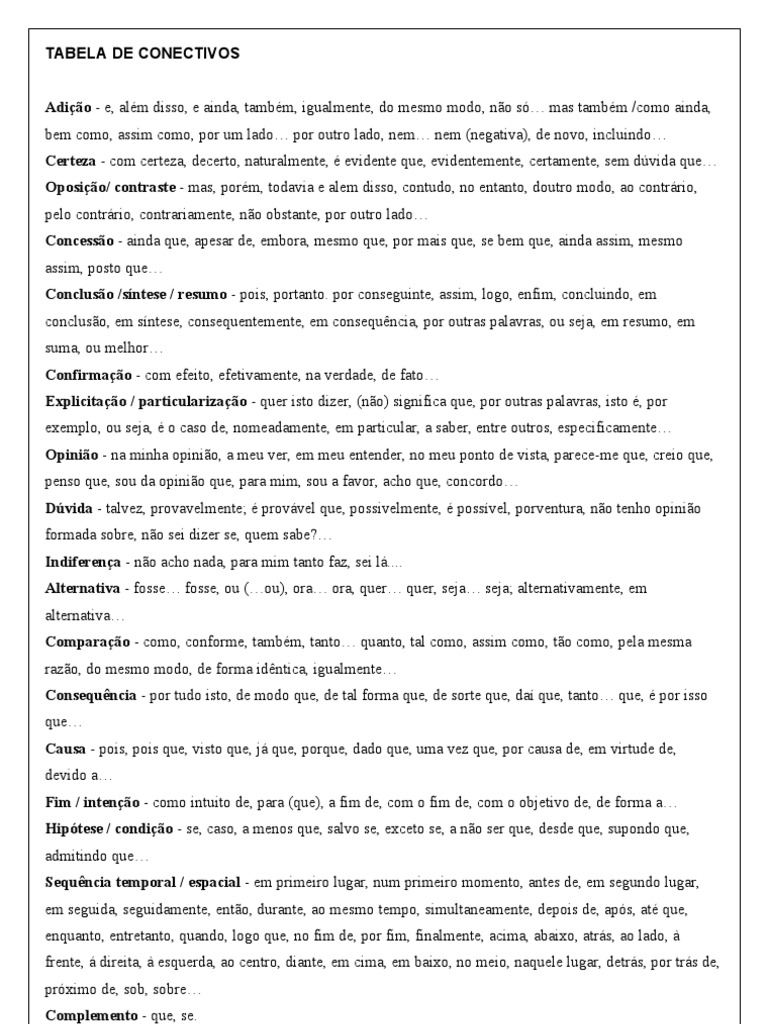 Tabela de Conectivos | PDF | Conhecimento | Science
