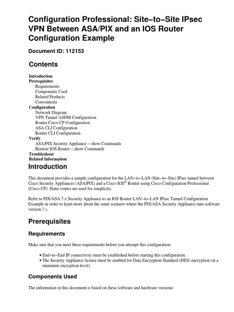 Site To Site Ipsec Vpn Pdf Virtual Private Network Router Computing