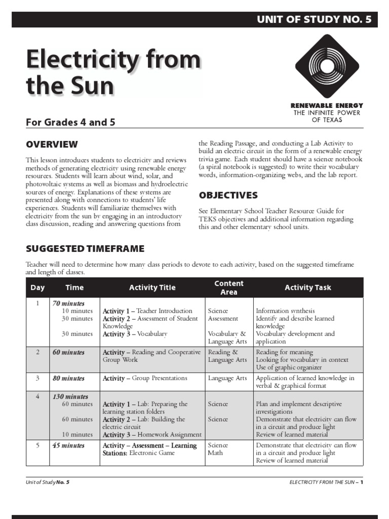 Teaching Solar Electricity to Kids | PDF