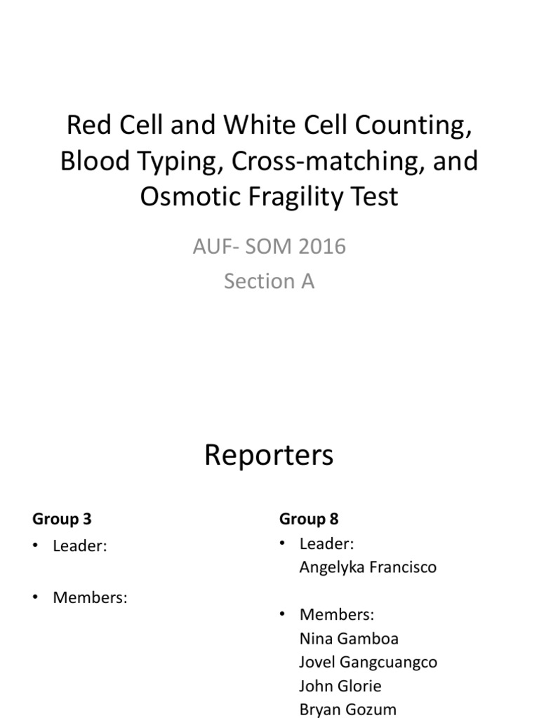 Red Cell and White Cell Counting, Blood | PDF | Coagulation | Anemia