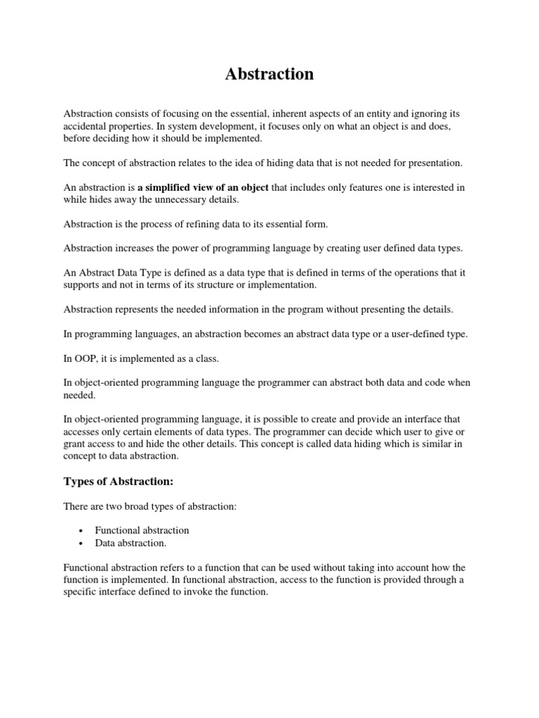 Abstraction | PDF | Object Oriented Programming | Object (Computer Science)