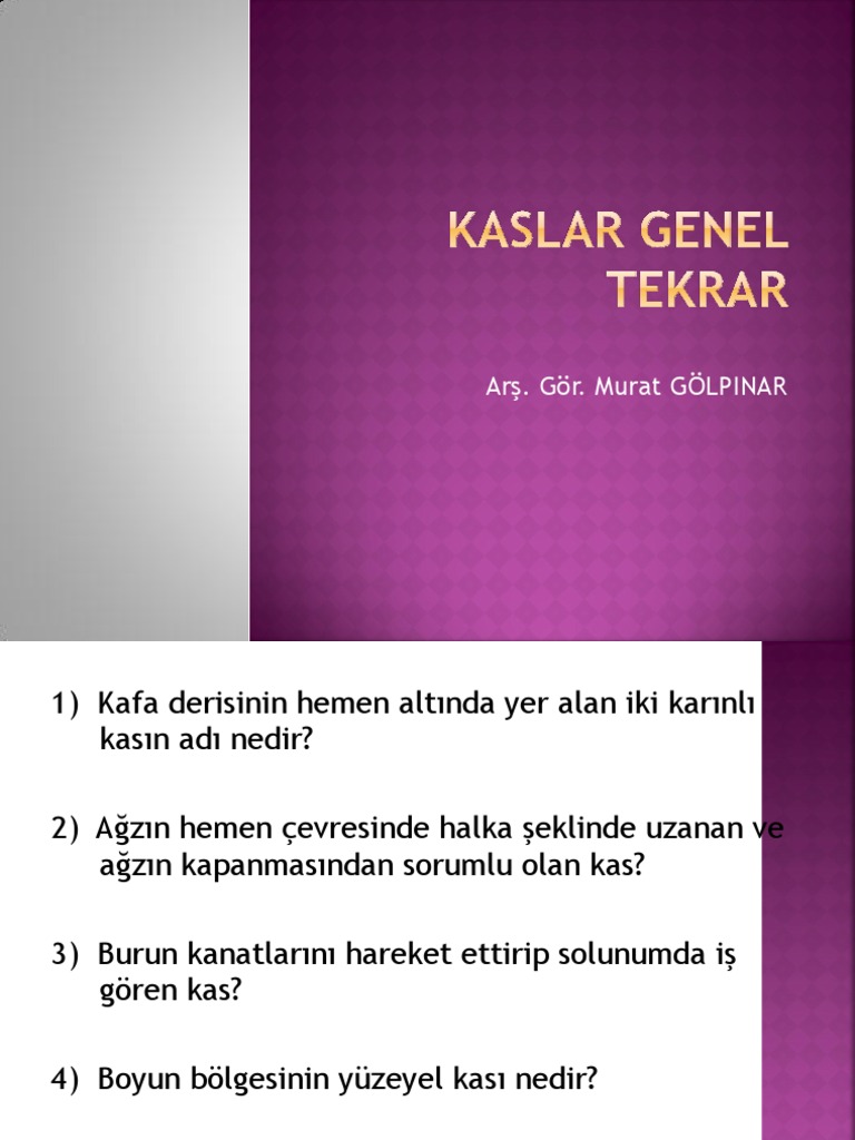 Kaslar Genel Tekrar Sorular | PDF