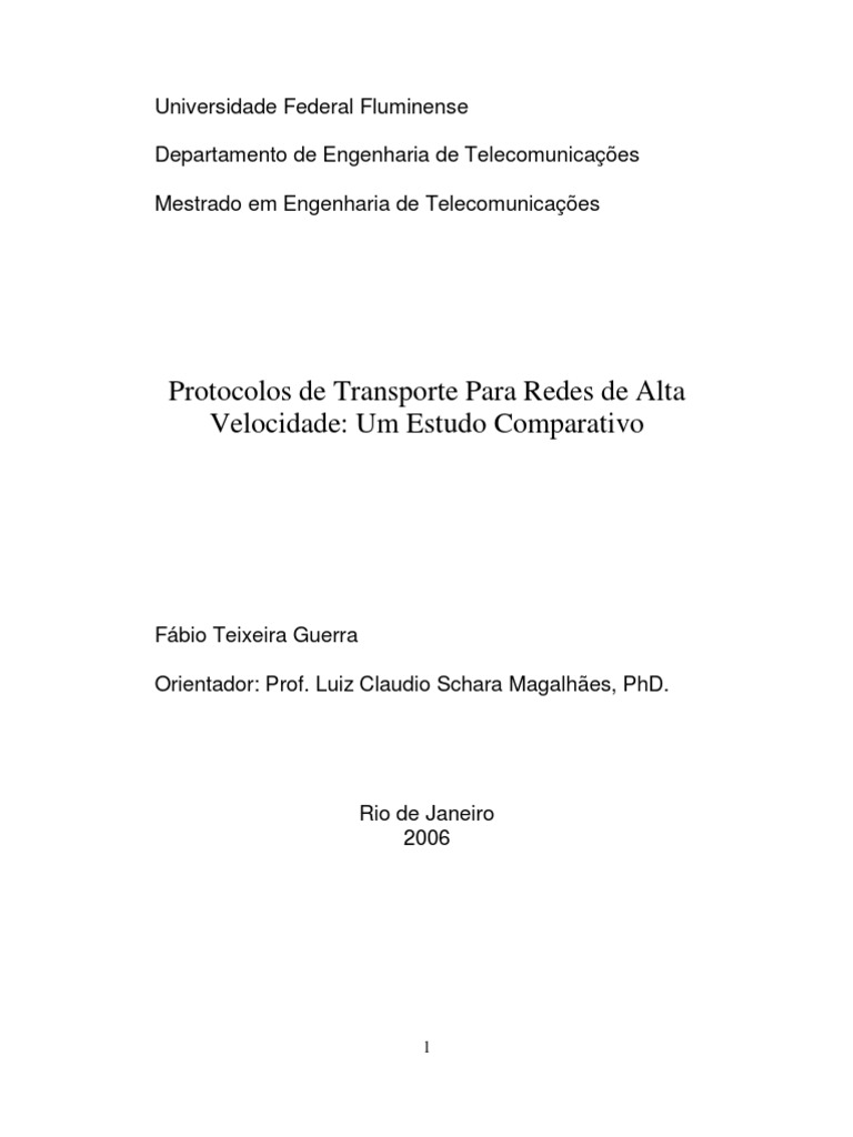 (Apostila) Protocolo de Transporte para Redes em Alta Velocidade - UFF | PDF | Protocolo de ...