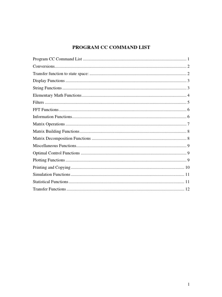 Program CC Command List | Download Free PDF | Fast Fourier Transform | Trigonometric Functions