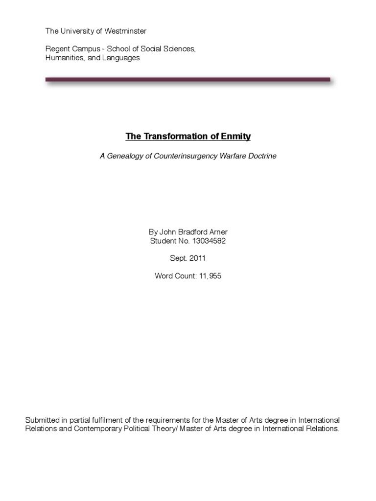 The Transformation of Emnity | PDF | Counter Insurgency | Reason