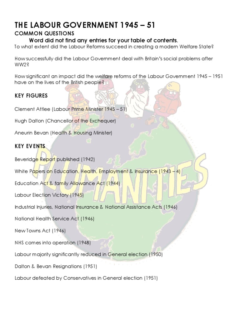 Labour Reforms and the Welfare State 1945-51 | PDF | Labour Party (Uk ...