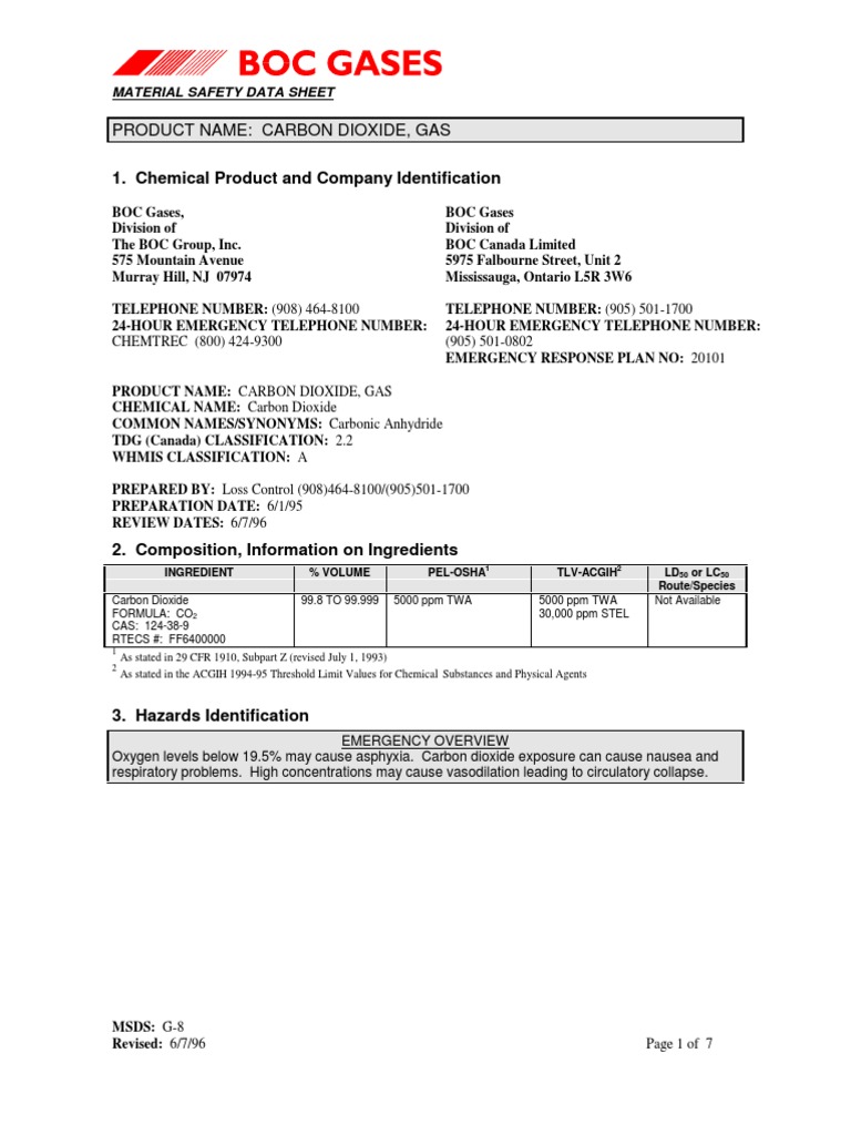 msds co2 | Carbon Dioxide | Oxygen