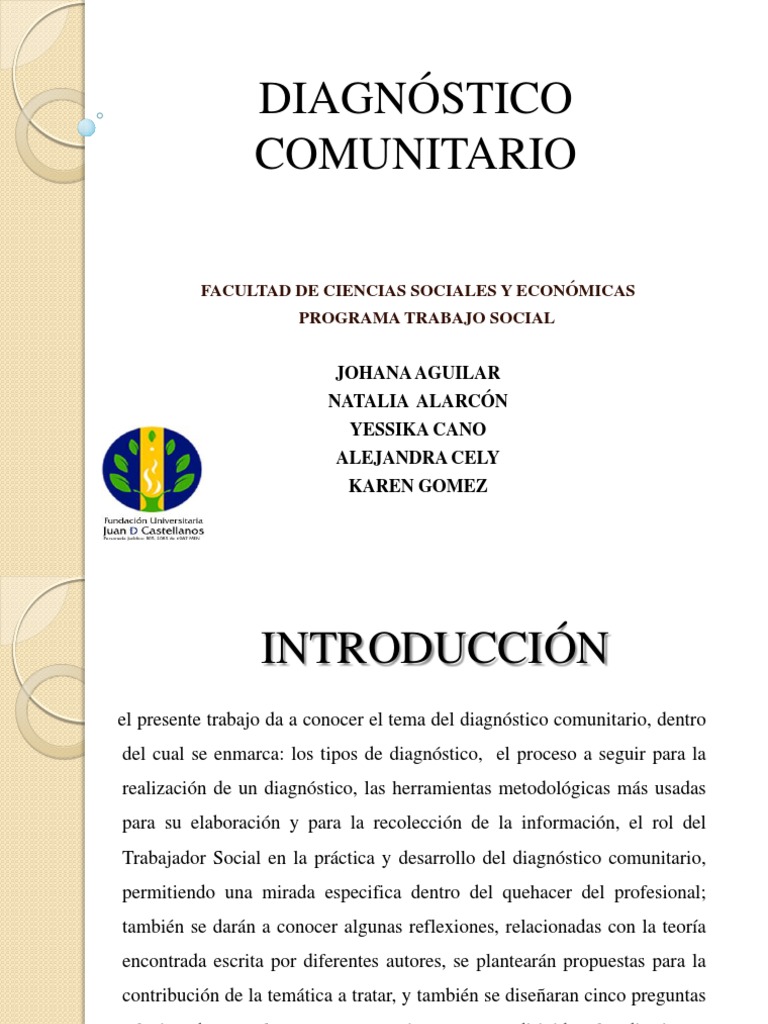 Diagnóstico Comunitario | PDF | Trabajo Social | Conocimiento