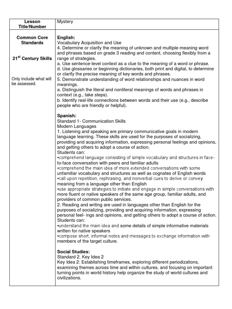 Interdisciplinary Lesson Plan | PDF | Vocabulary | English Language