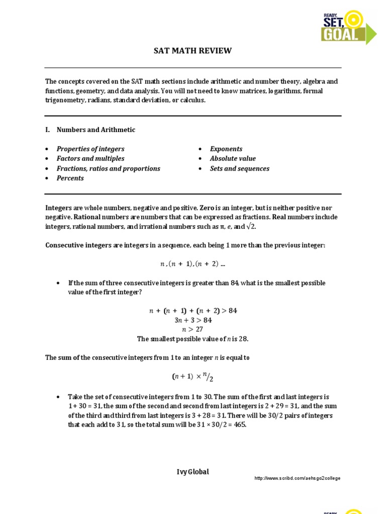 SAT Math Review: Key Concepts | PDF | Circle | Triangle