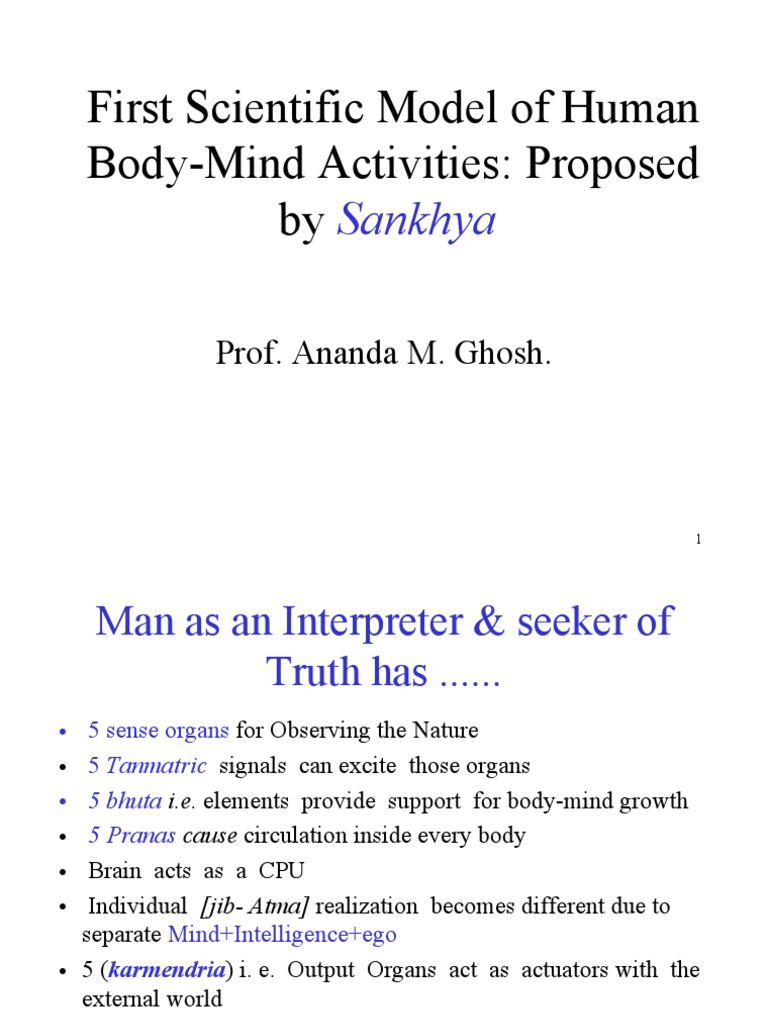Sankhya Model of Human Body-Mind System | PDF | Mind | Nervous System