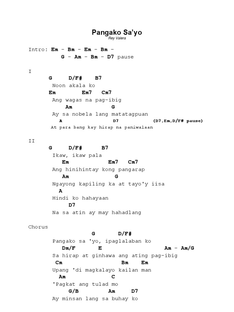 Pangako Sa'Yo (Rey Valera) | PDF