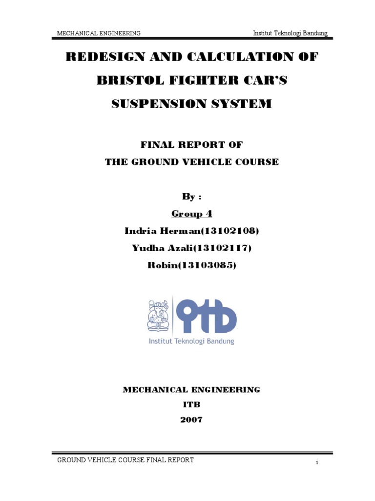 Report Example - Car Suspension Design | PDF | Suspension (Vehicle ...